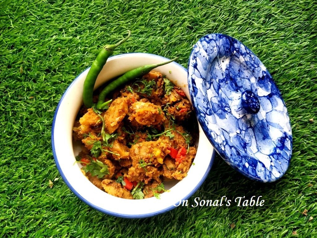 Lotus stem with gramflour (kamalkakdi ki sabzi) - Sonal Singh